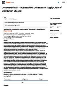 Business Unit Utilization in Supply Chain of Distribution Channel (index Scopus) - Universitas ...